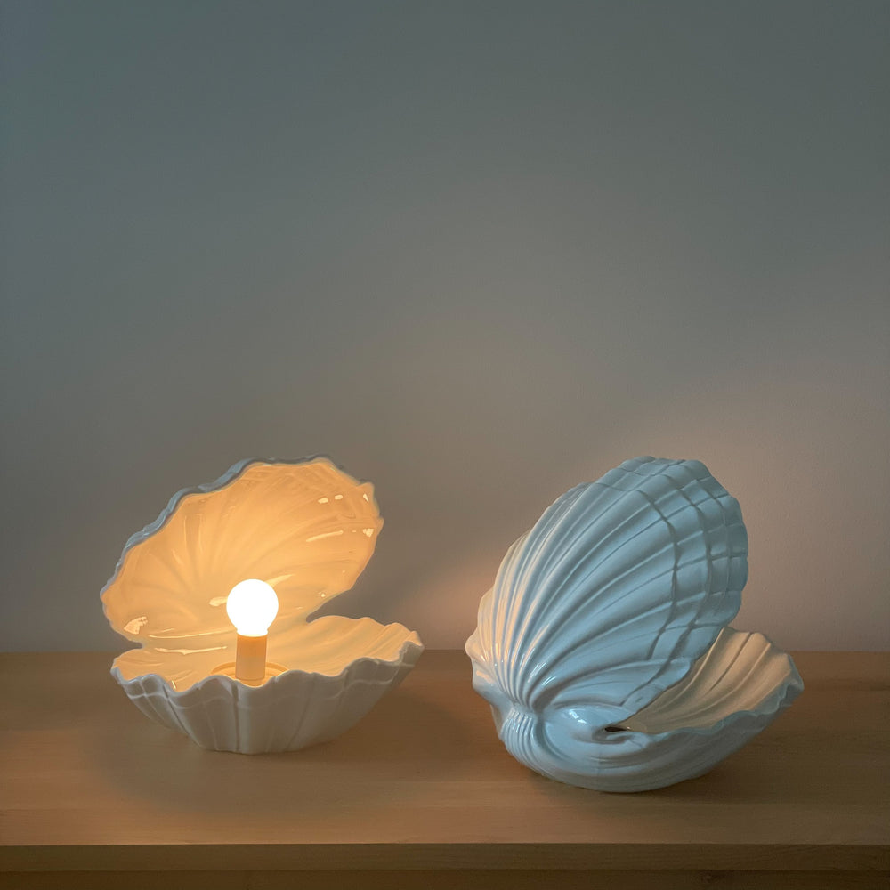 Pale Blue Clamshell Lamp